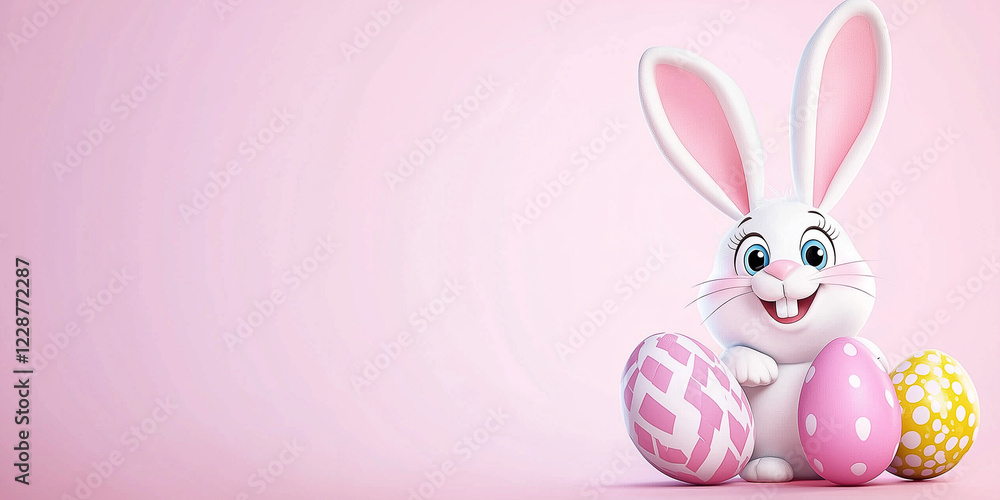 Osterkarte - Lachender Osterhase auf neutralen Hintergrund. Osterbanner ...