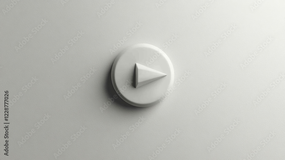 "explore the minimalist 3d white play button design on textured ...