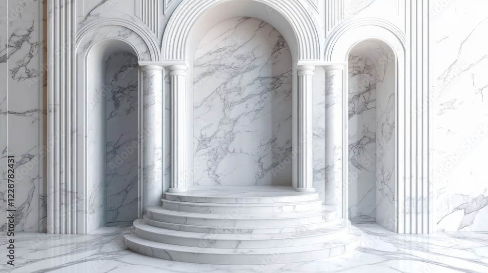 exquisite grand white marble staircase with elegant classical ...