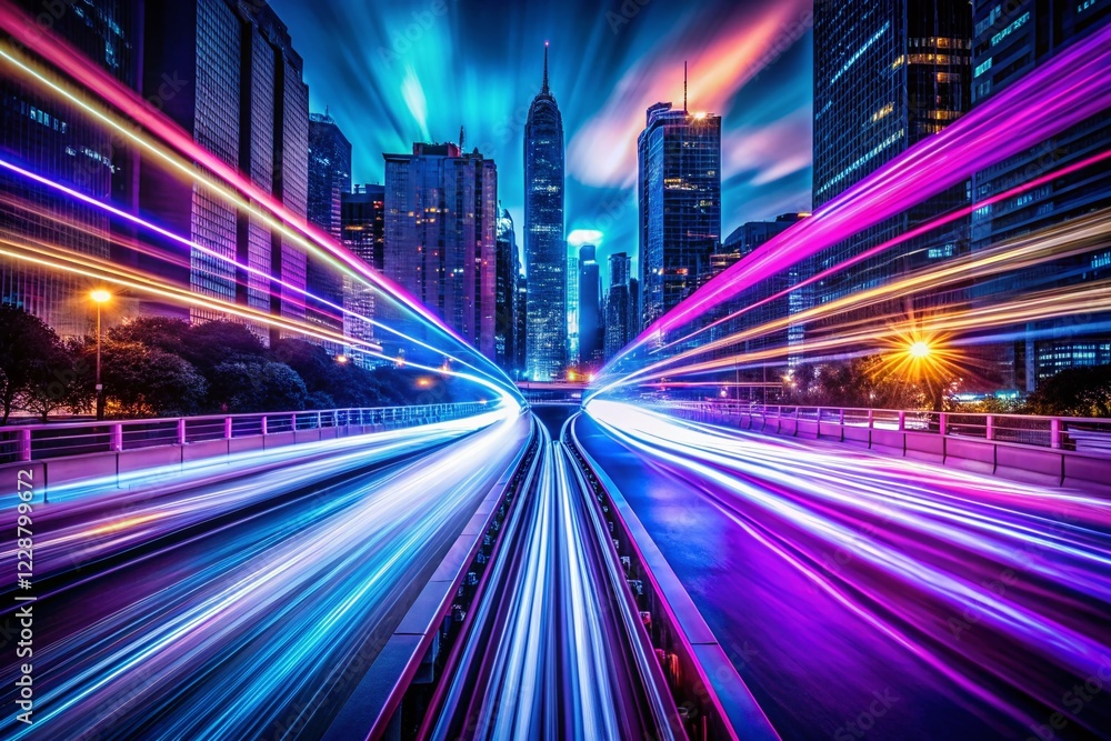 Abstract Night Light Trails, Motion Blur Background, Guiding Star ...