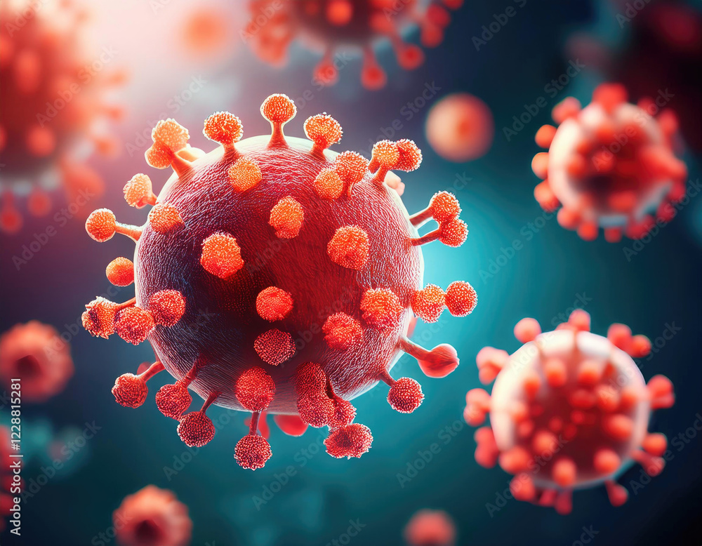 Ilustración de Stock China HMPV virus outbreak. Human metapneumovirus, or HMPV, is a single ...