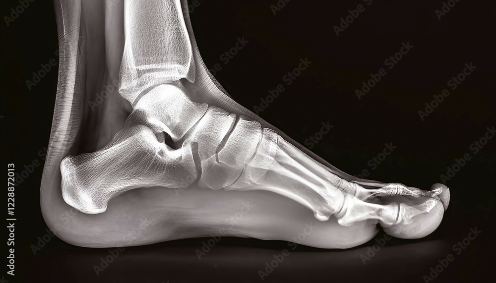 Side view of a foot, shown in an X-ray image with clearly recognisable ...