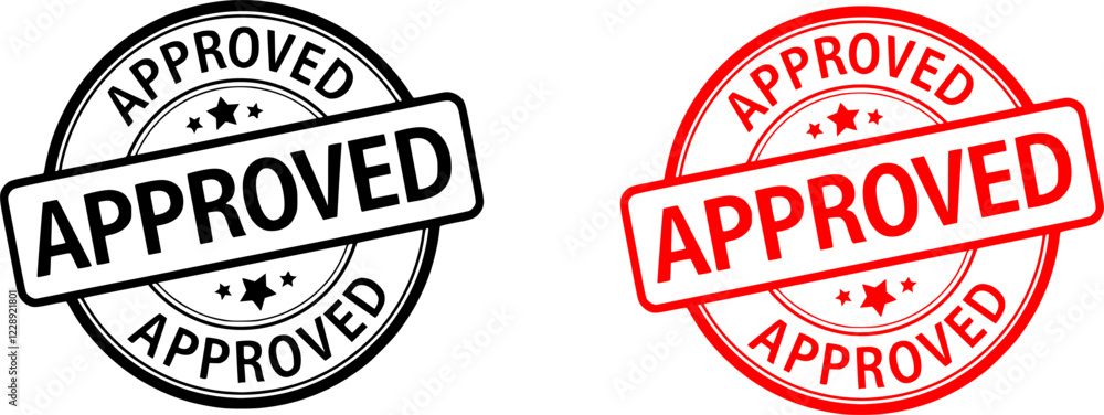 Approved stamp vector set in black color. Suitable for apps and website ...