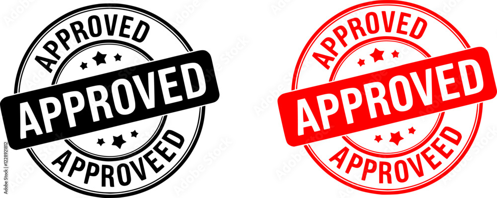 Approved stamp vector set in black color. Suitable for apps and website ...