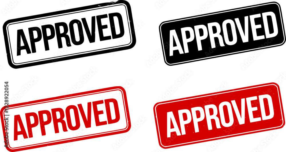 Approved stamp vector set in black color. Suitable for apps and website ...