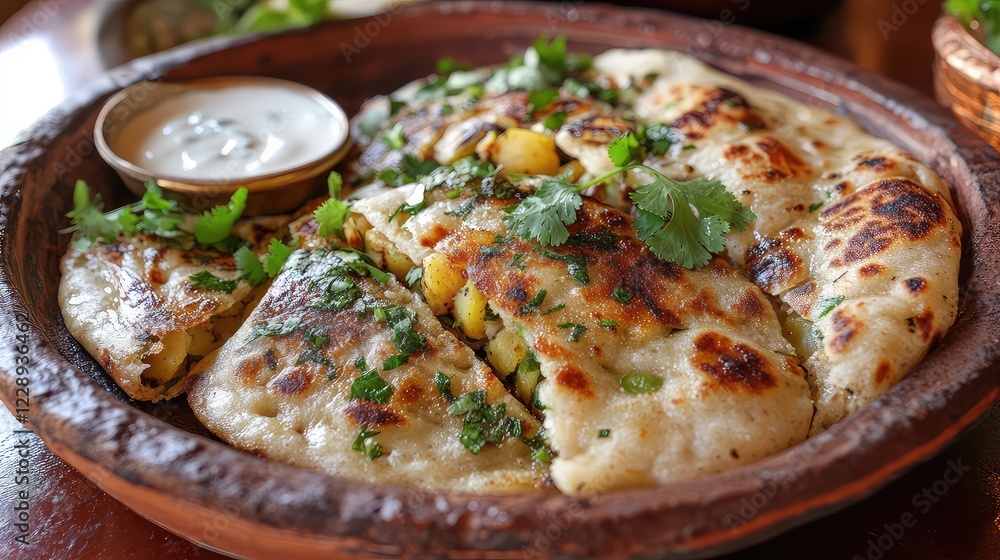 Bolani, Bolani Flatbread, Afghan Food Stock Illustration | Adobe Stock