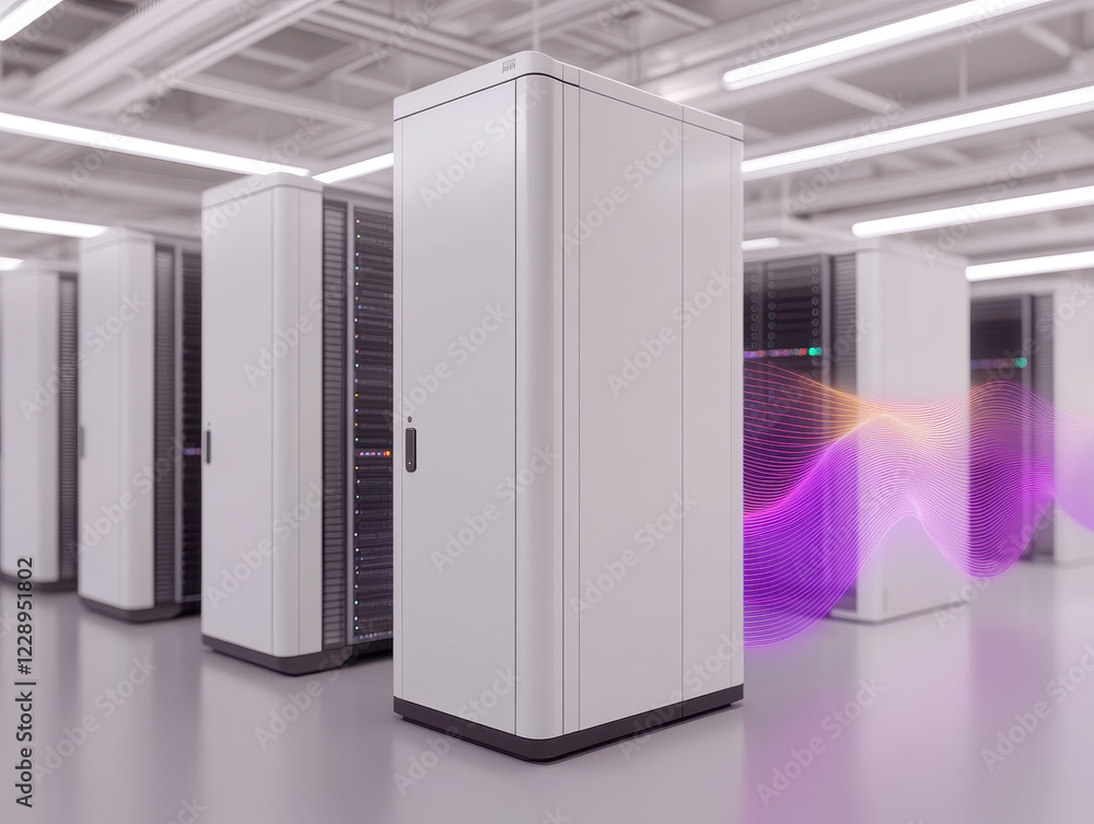 Ultra modern server racks in futuristic data center, showcasing sleek ...