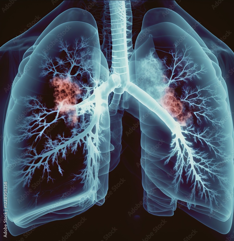 Schematic representation of the X-ray image of the lung with bronchi ...