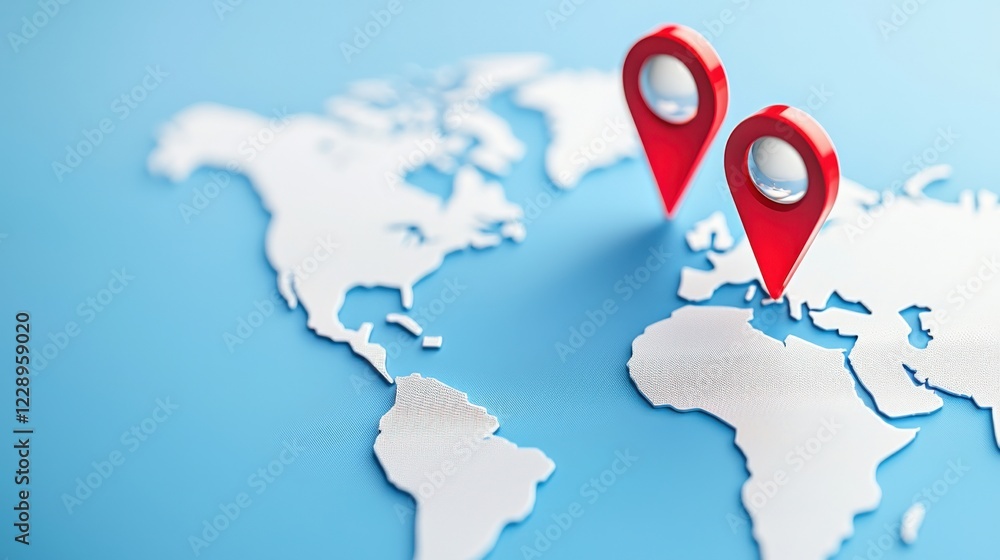 Exploring global connections through map markers digital world map ...