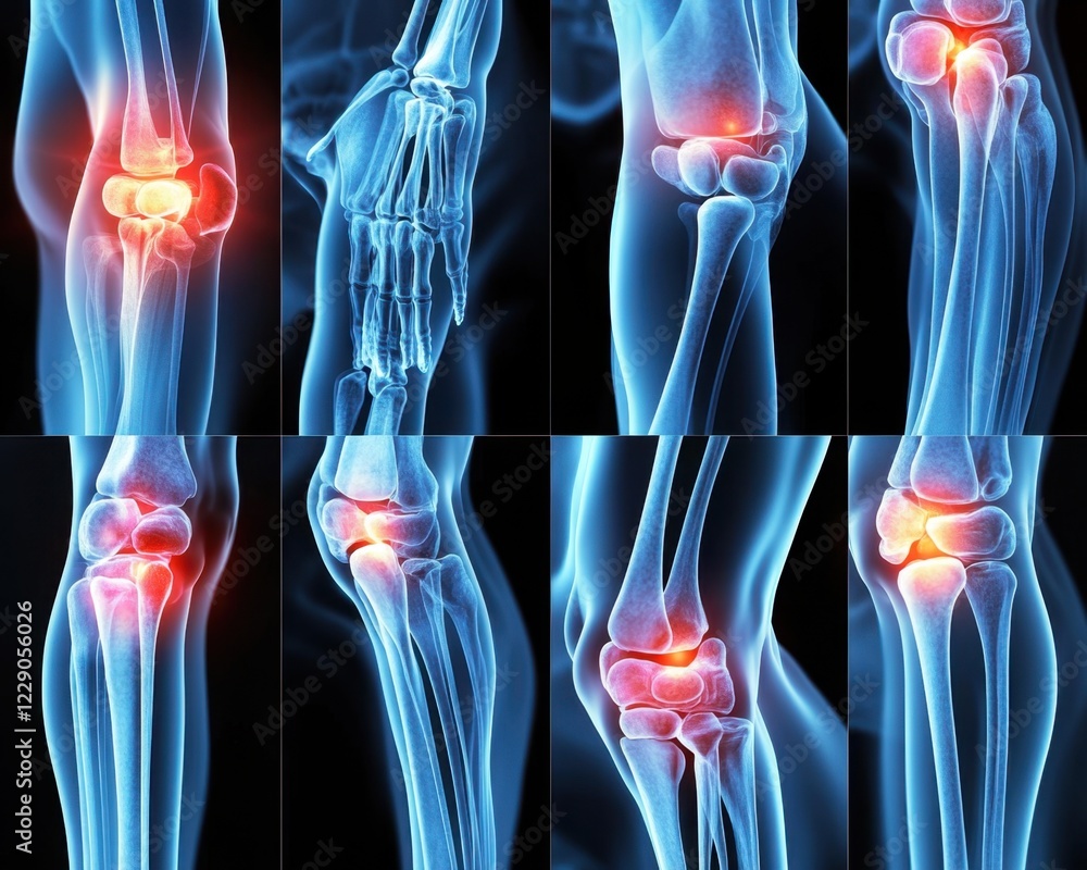 Colorful Medical Chart Illustrating Knee Joint Issues and Recovery ...