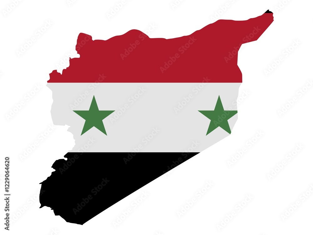 Flag in form form of the geographical country, Syrian Arab Republic, Western Asia, Asia Stock ...