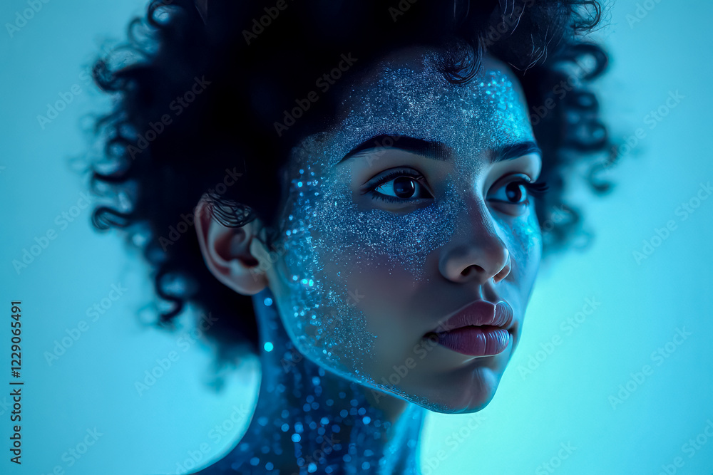 Futuristic Digital Human, Cybernetic Woman with Biometric Enhancements ...