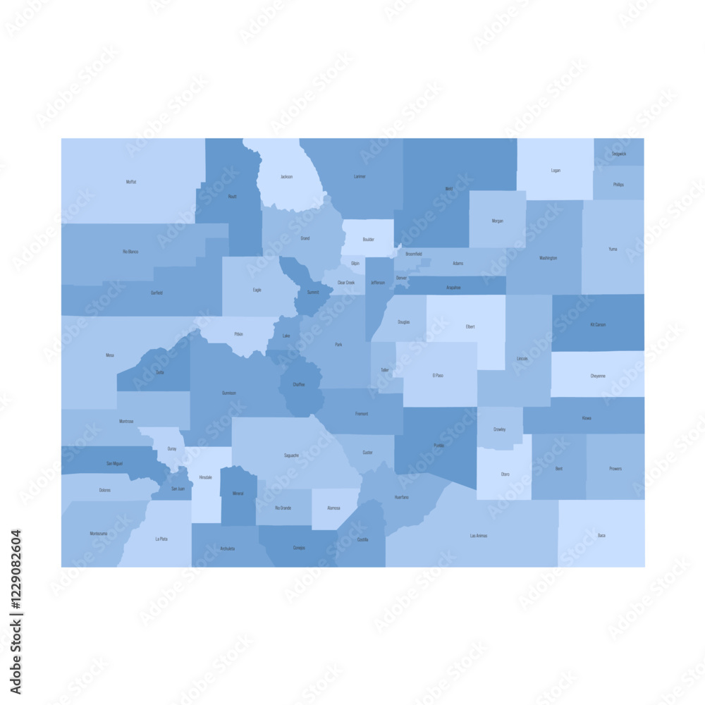 Colorado, CO - detailed political map of US state. Administrative map ...