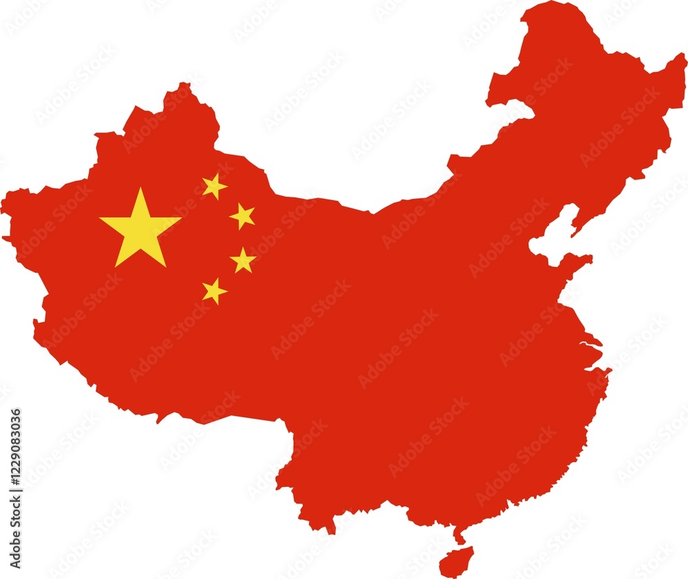 Map of China with the colors of the Chinese flag Stock Illustration ...