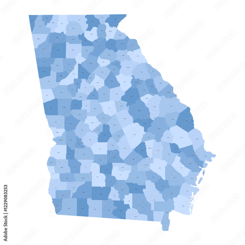 Georgia, GA - detailed political map of US state. Administrative map ...