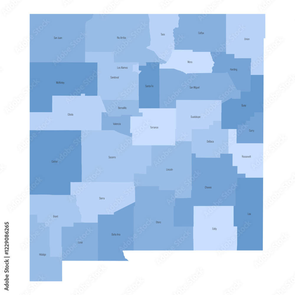 New Mexico, NM - detailed political map of US state. Administrative map ...