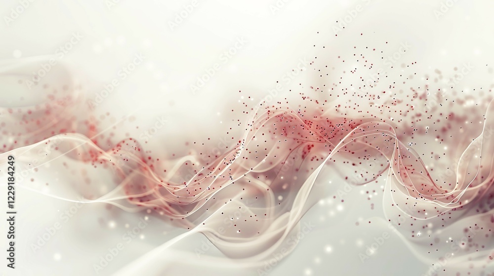 Floating red waves with light particles giving an airy feel, ai ...