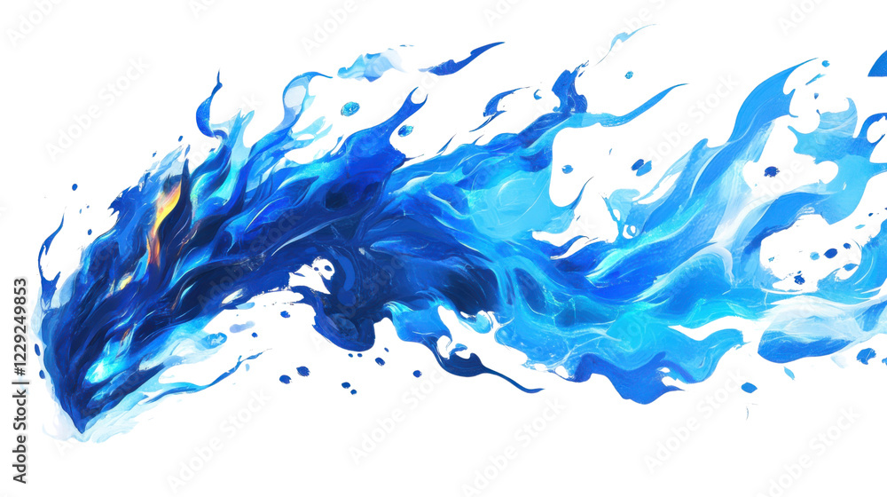 Foto de Stock Dynamic blue flame dragon on transparent background ...