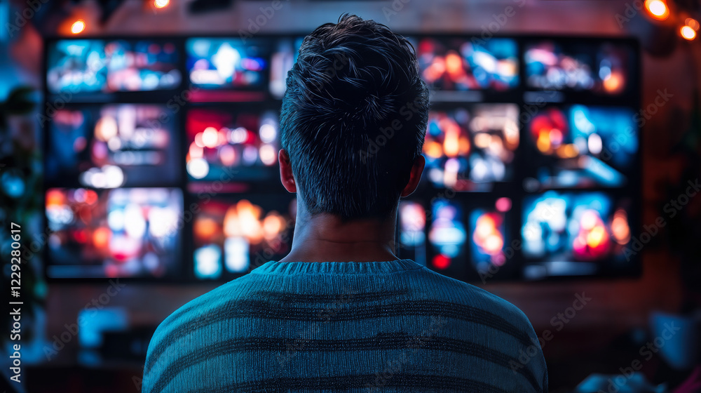 AI-Powered Home Entertainment: Person Engaging with Media on Multiple ...