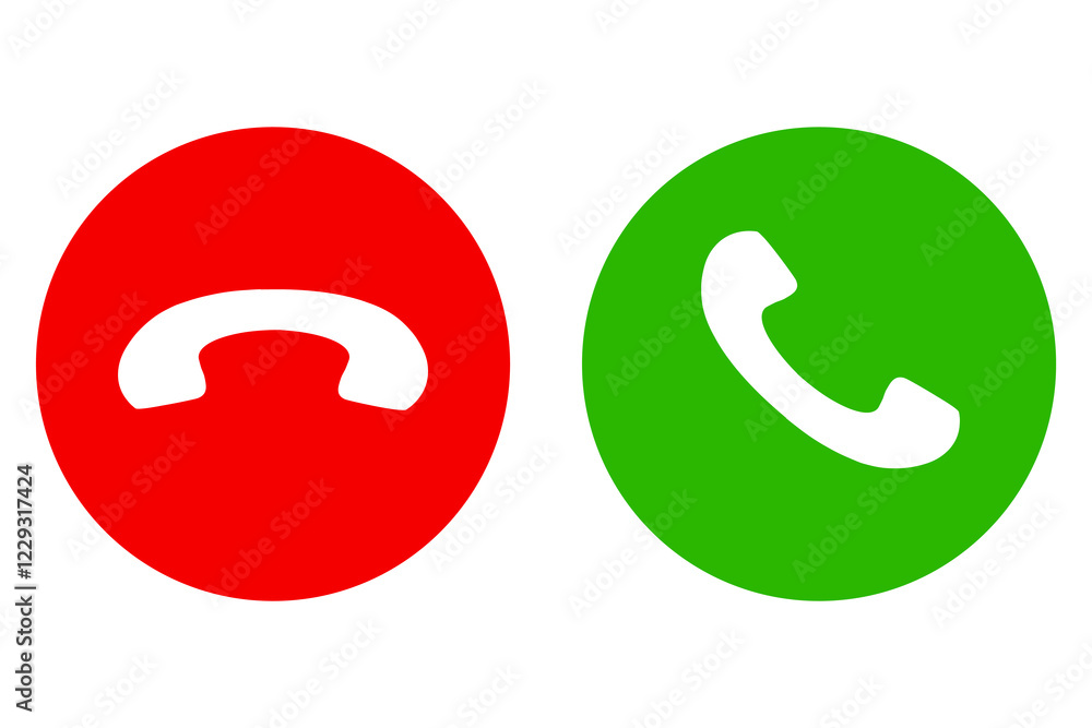 Phone icon.Answer and hang up the phone icon. Flat style vector ...
