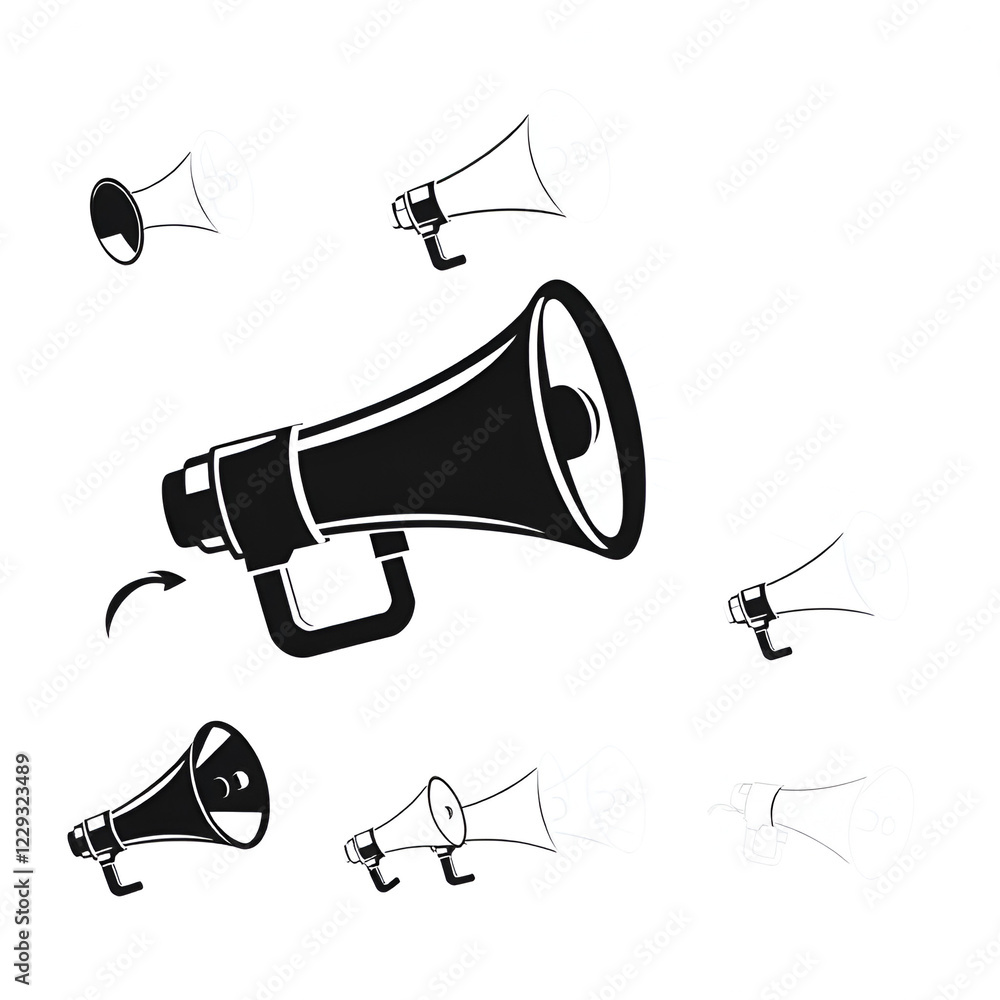 Cheer Megaphone SVG. Cheer horn Silhouette. Megaphone Bundle. Sports ...