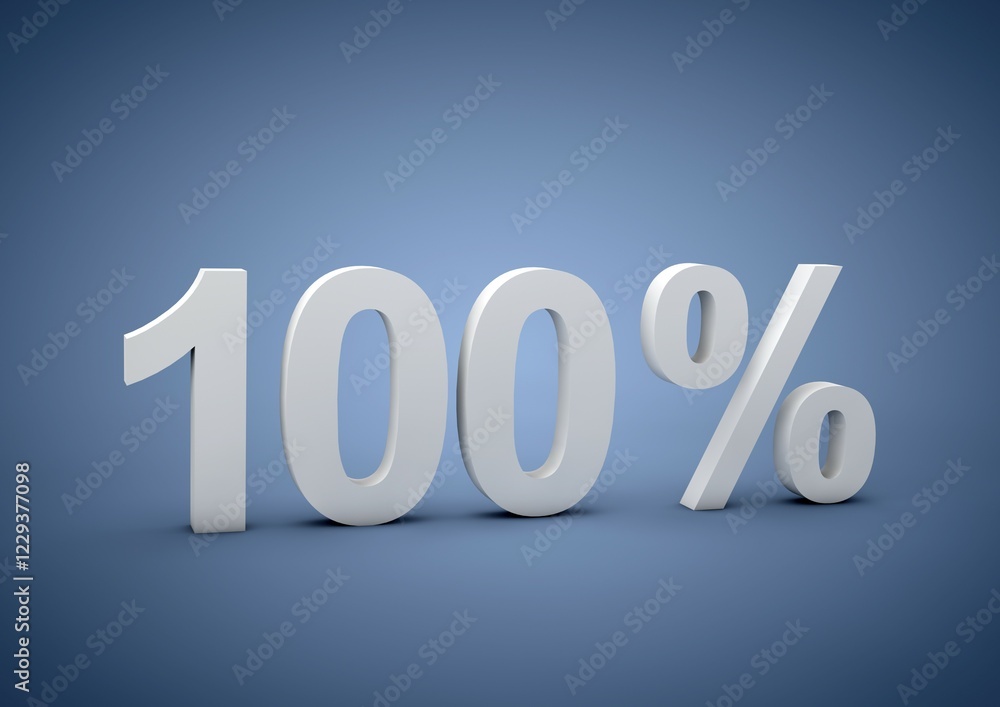 100 percent, sign, symbolic image for performance, quality, 3D ...
