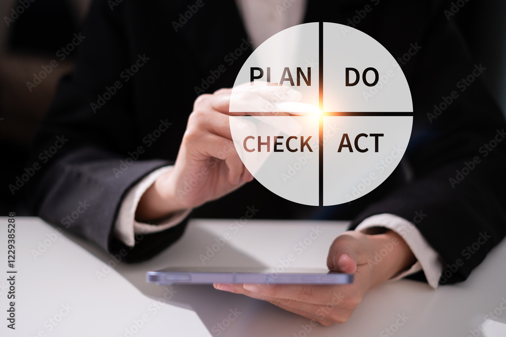 Foto de Stock PDCA Plan do check act cycle diagram flow model process ...