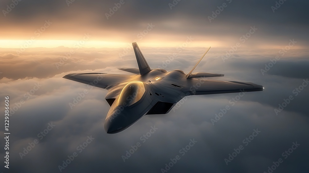 Foto de Stock Military stealth fighter jet flying at incredible speeds ...