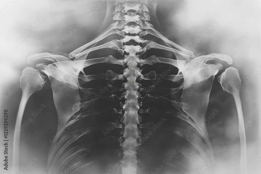 Medical X-ray showing a detailed view of the human skeletal structure ...