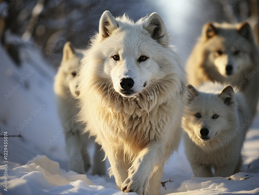 Wolf (Canis lupus) is the largest carnivore of the canine family ...