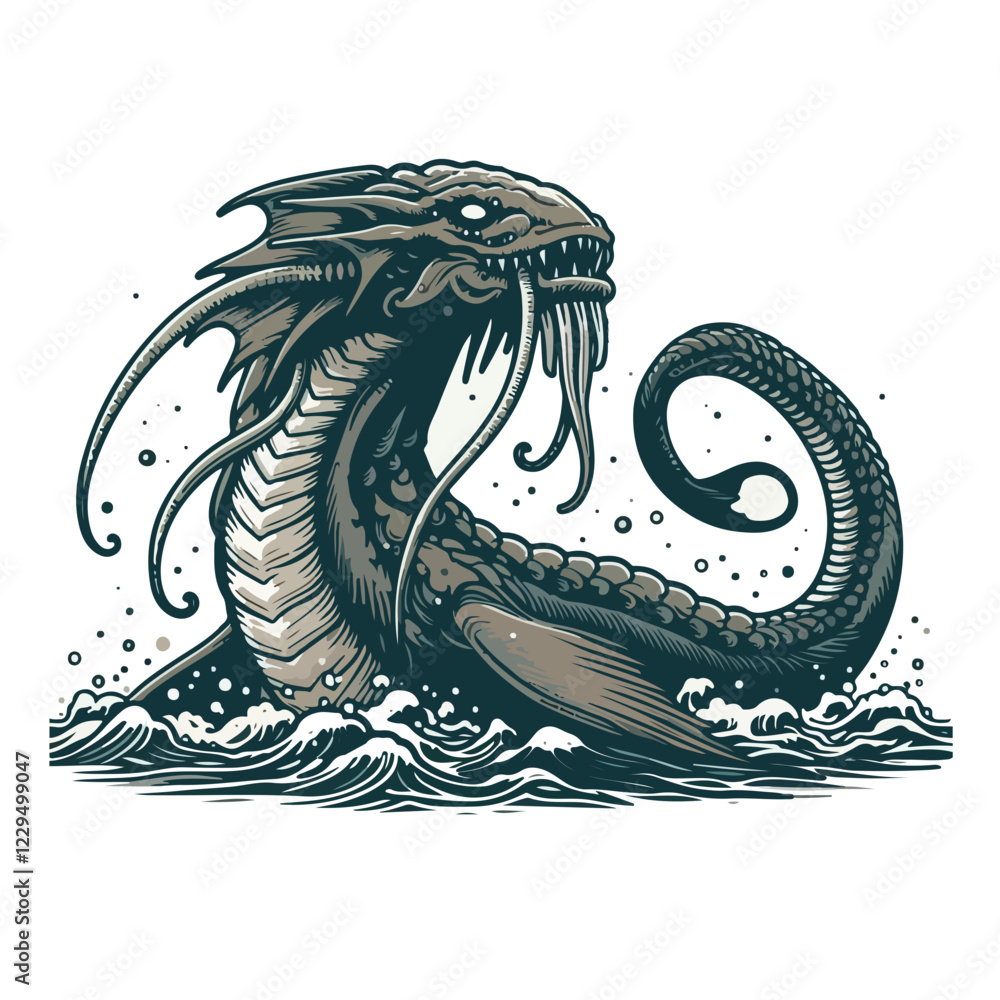 Leviathan Mythical Sea Serpent: A fearsome and mythical sea serpent ...