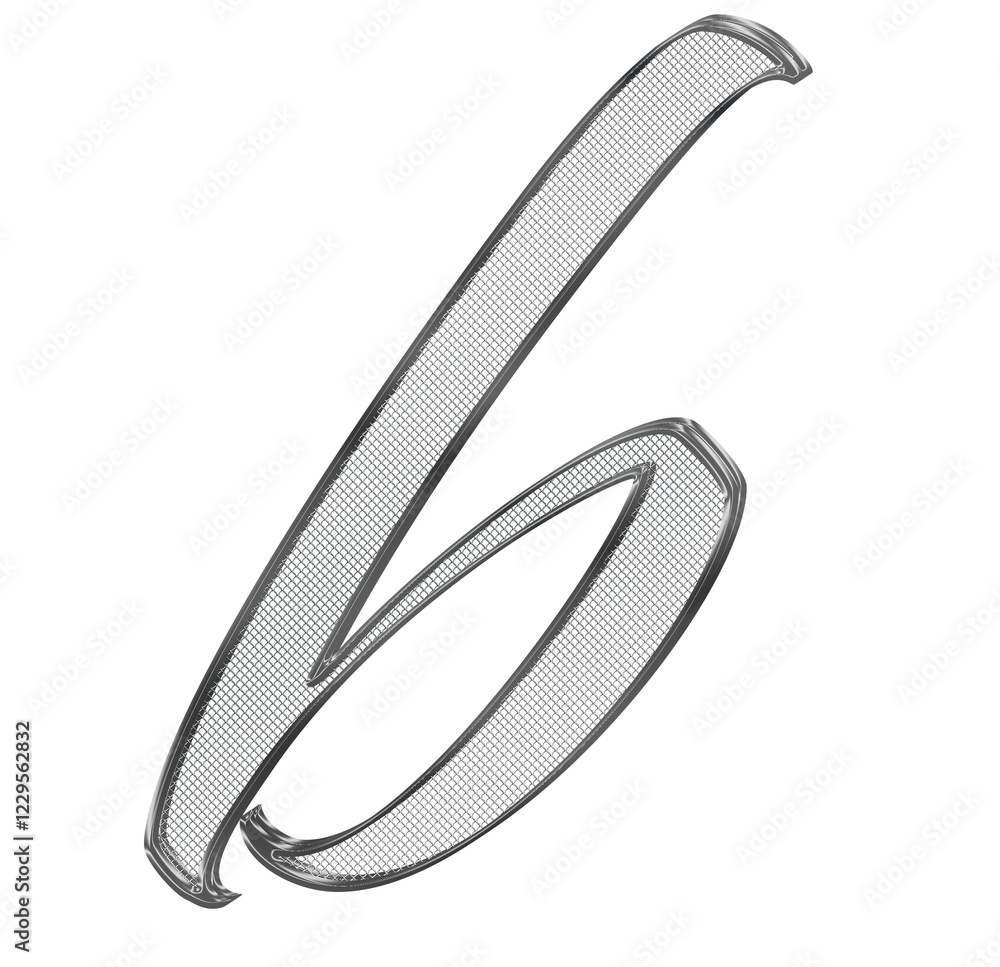 Silver, small 3D letter with metal mesh inside Stock Illustration ...