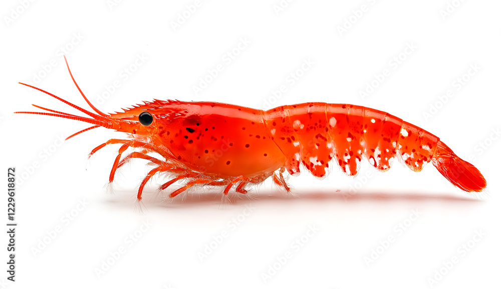 Image of the orange shiner, Amano shrimp, in full size on a white ...