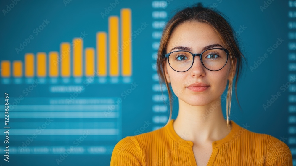 Professional Woman in Holographic Workspace Analyzing Business Reports for Responsible ...