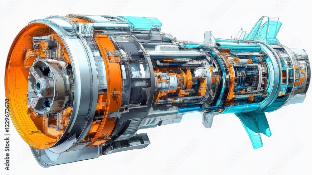 Cutaway view of a wind turbine nacelle, showing gearbox, generator, and ...
