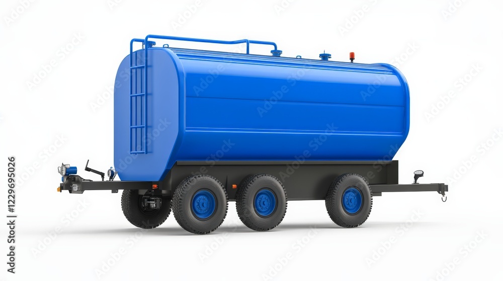 Mobile water tank trailer for industrial use, side-view, shadowless ...