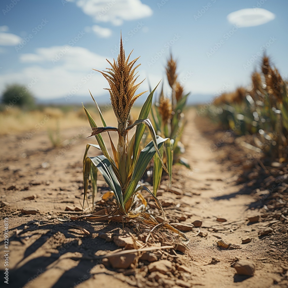 Dried crop, parched ground with cracks in the earth, ai generated Stock ...