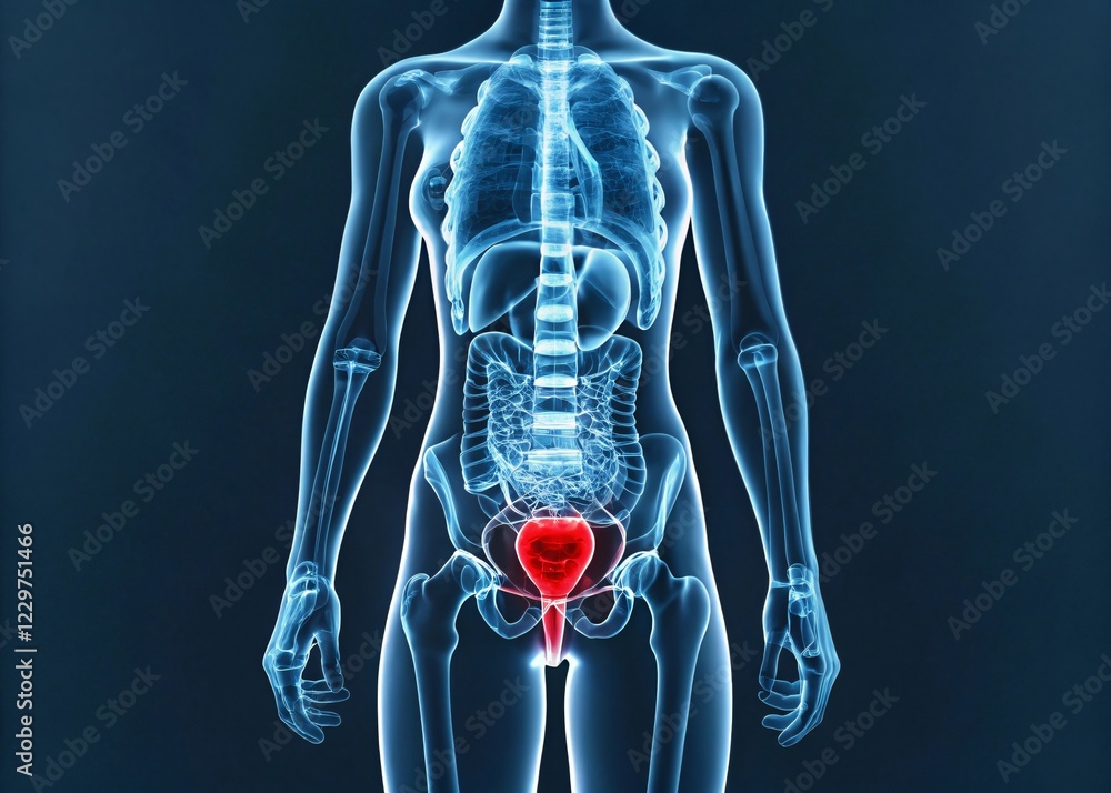 Detailed Bladder Anatomy Revealed in X-Ray Format showcasing the ...