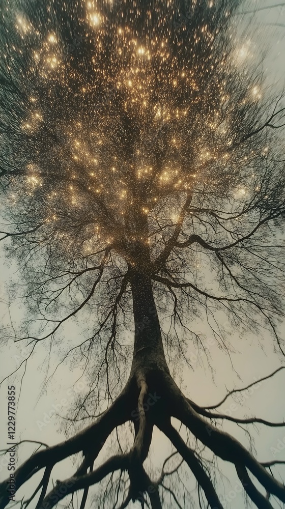 Celestial Tree: A majestic tree, its branches reaching towards a ...
