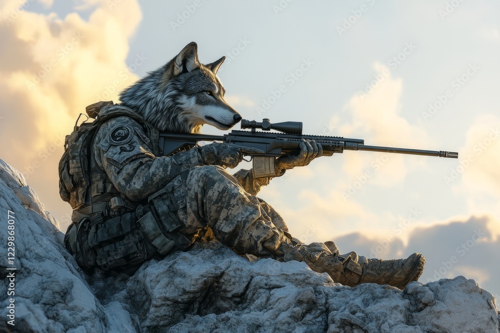 Wolves soldier.Military wolves.Army wolves.A heroic wolf soldier, a ...