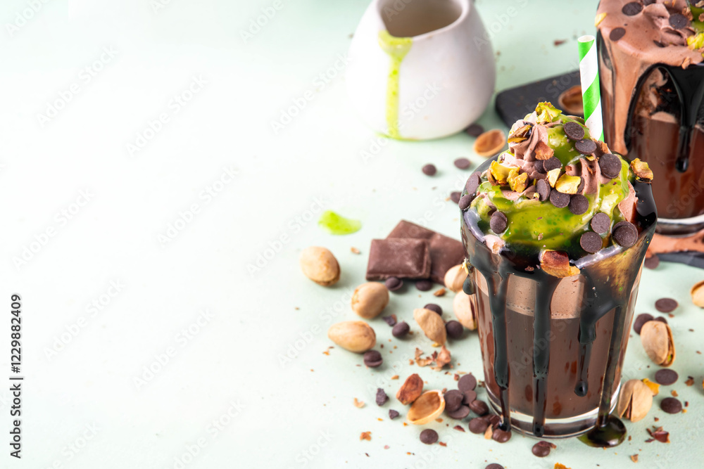 Dubai chocolate milkshake, crazy shake dark chocolate cocktail, with ...