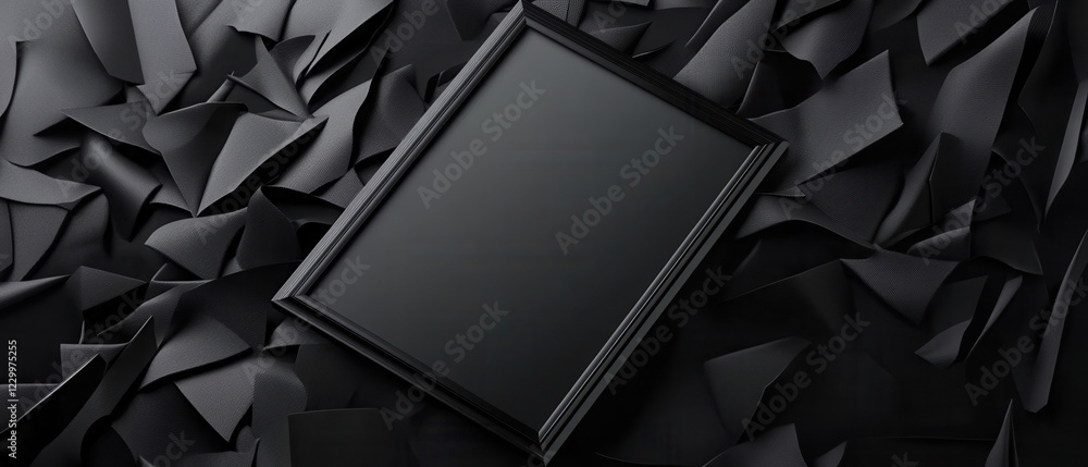 Creating visual art black frame on textured black background still life ...