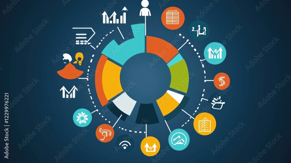 Stakeholder theory visualized using a structured infographic with icons ...