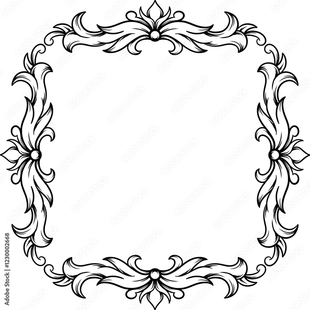 Classic Vintage Border Frame Outline Stock Vector | Adobe Stock