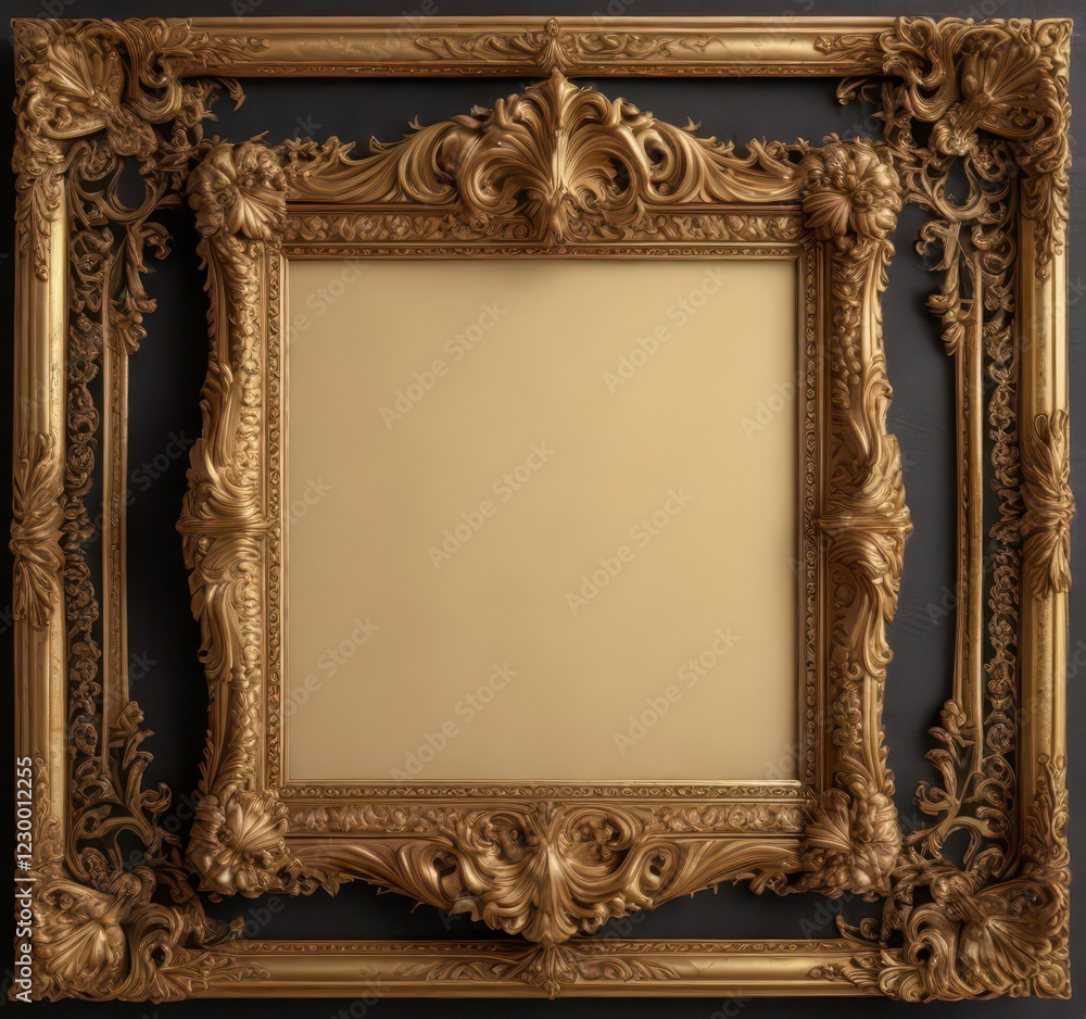 Ornate gold frame with intricate carvings and filigree details ...