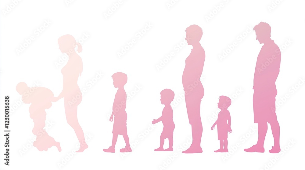A vector illustration depicting the growth stages from birth to ...