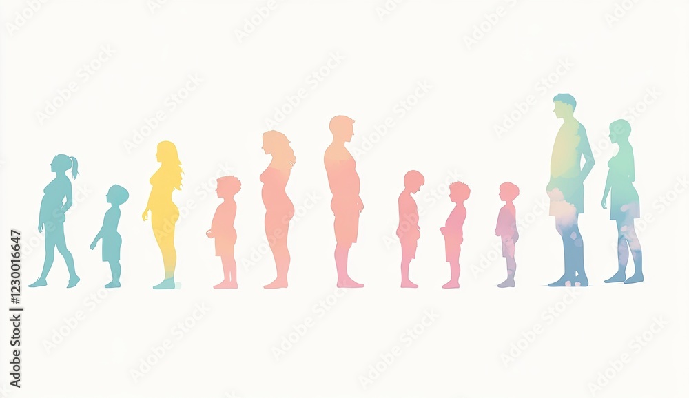 A vector illustration of the human body growth stages from baby to ...