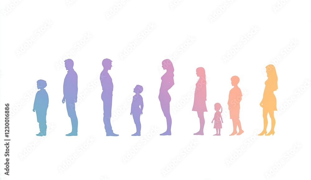 A vector illustration of the human body growth stages from baby to ...