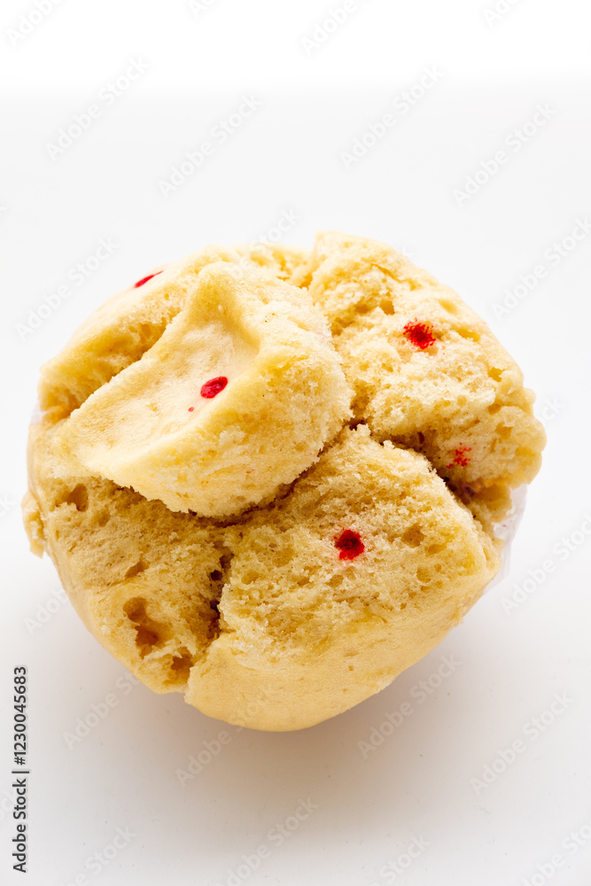 Huat Kue, a traditional Chinese steamed cake. The light yellow cake ...