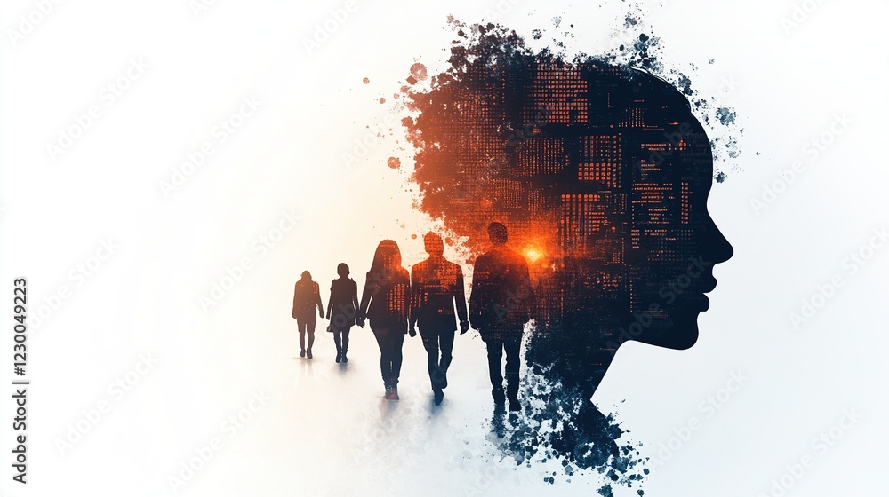 Career Metamorphosis, vibrant collage depicting individuals evolving ...